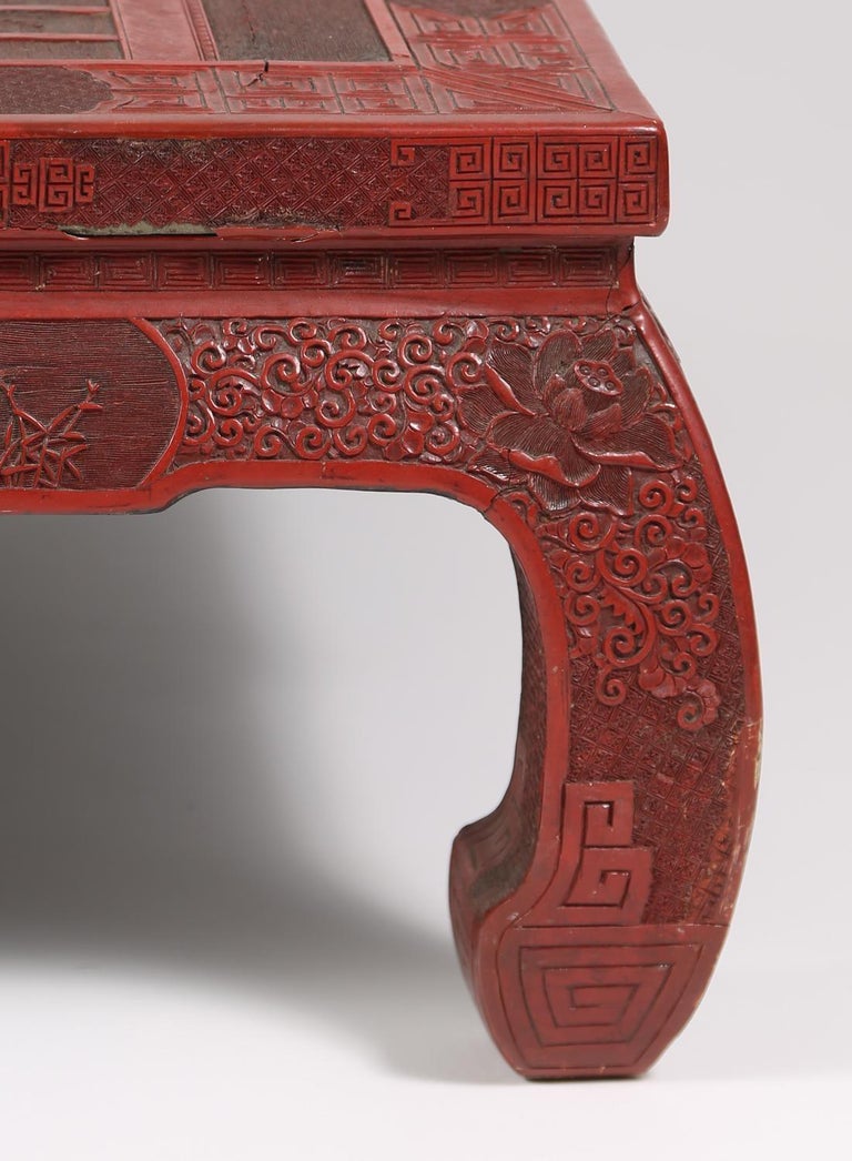 Fabulous 19th Century Chinese Carved Cinnabar Low Table at 1stDibs