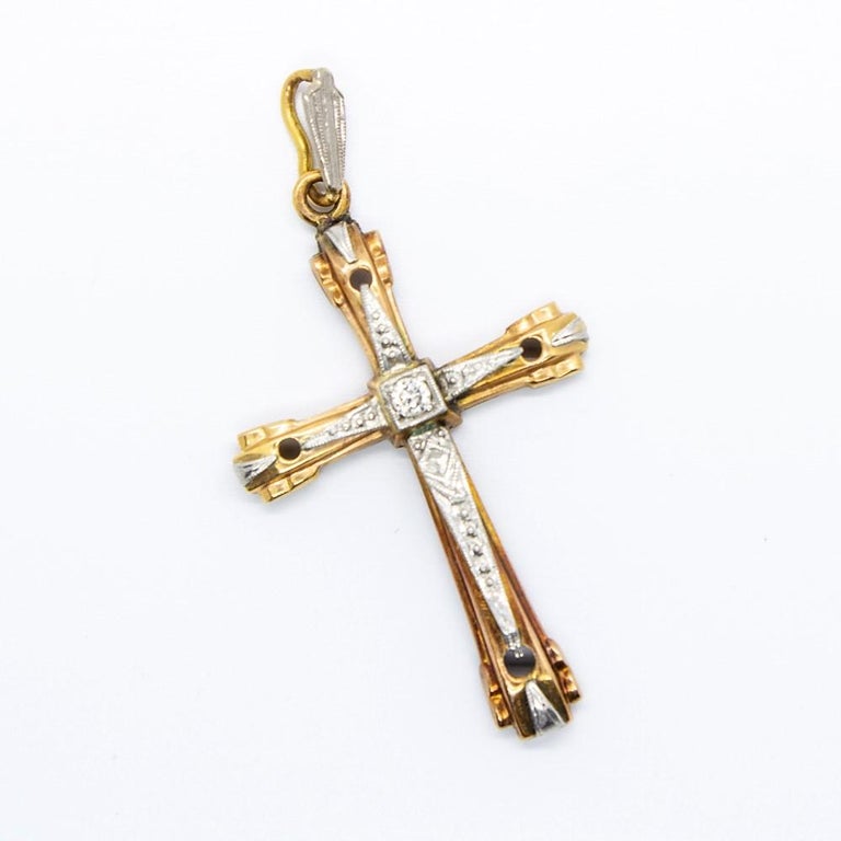Fabulous 18 Karat Gold and Platinum Diamond Cross at 1stDibs