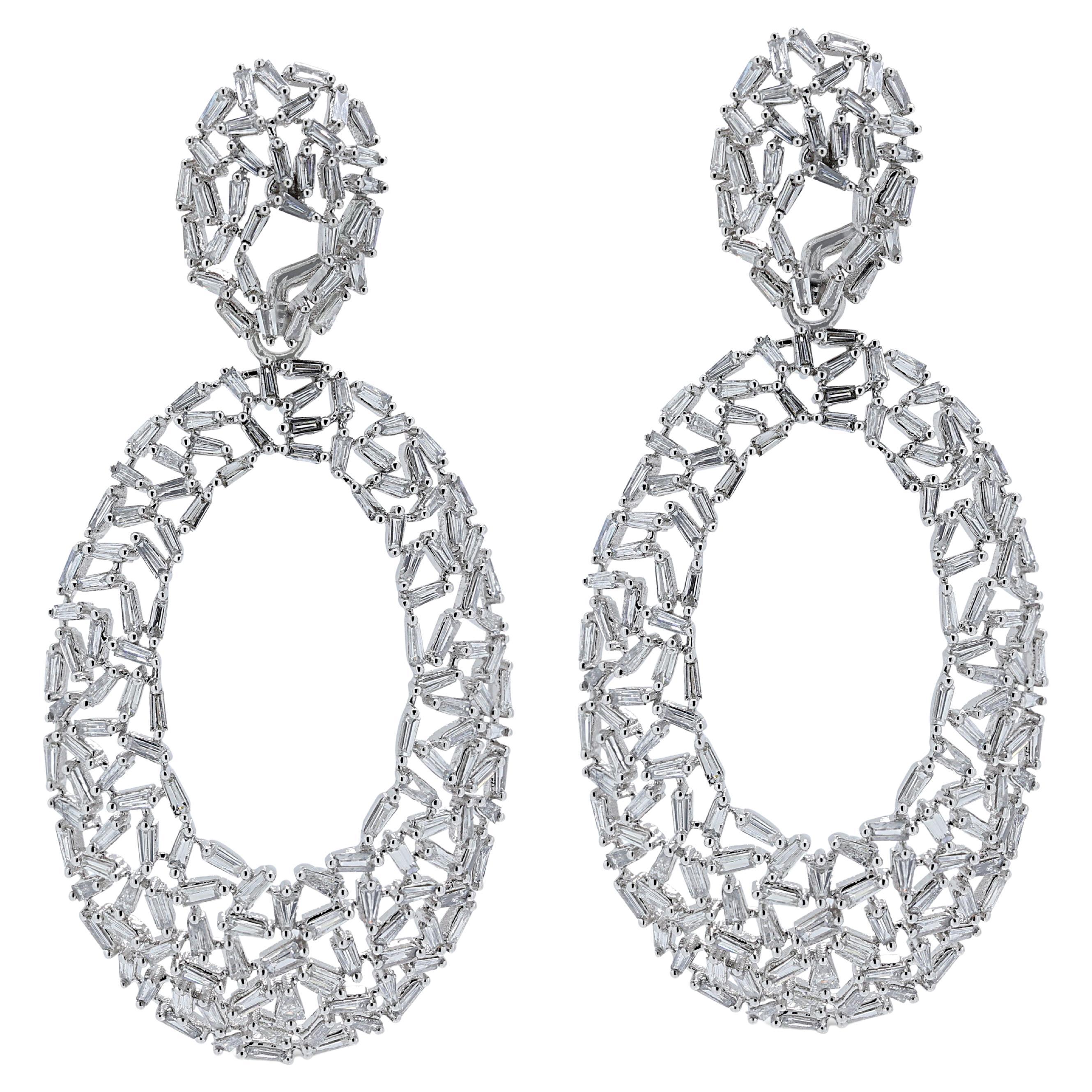 Dazzling 4.27ct Diamonds Drop Earrings in 18K White Gold For Sale at ...