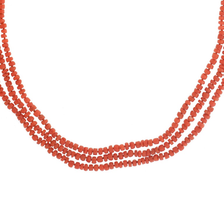 Fabulous Opera Length Coral Necklace For Sale at 1stDibs