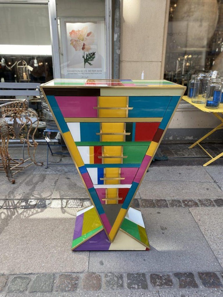 Fabulous Colourful Retro Murano v Shaped Commode For Sale at 1stDibs
