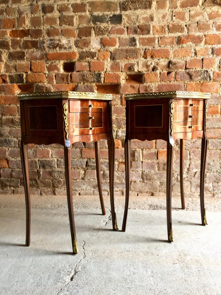 Fabulous French Bedside Tables Nightstands Rosewood and Walnut Louis XV ...