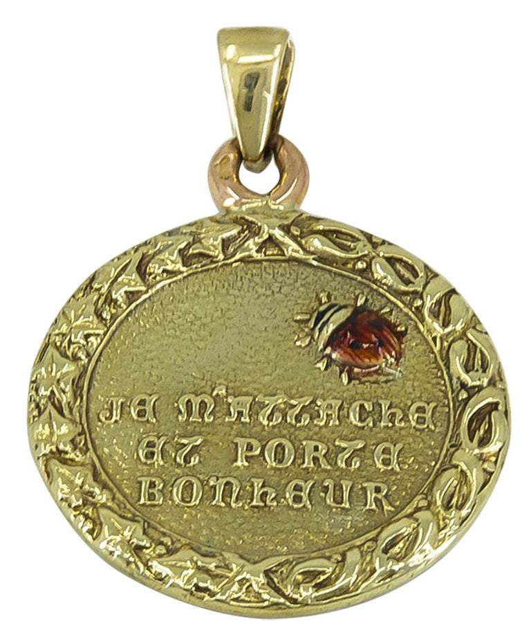 Fabulous French Gold Enamel Ladybug Luck/Happiness Charm at 1stDibs