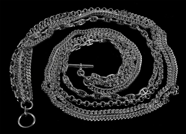 Fabulous Hermes Sterling Silver Multi-Chain Necklace at 1stDibs | multi ...