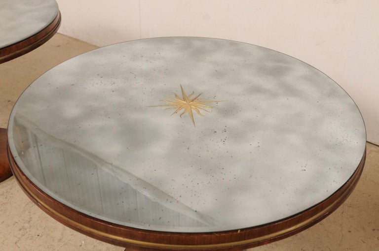 Fabulous Italian Pair of Mid-Century Tables w/Custom Mirrored Sunburst ...
