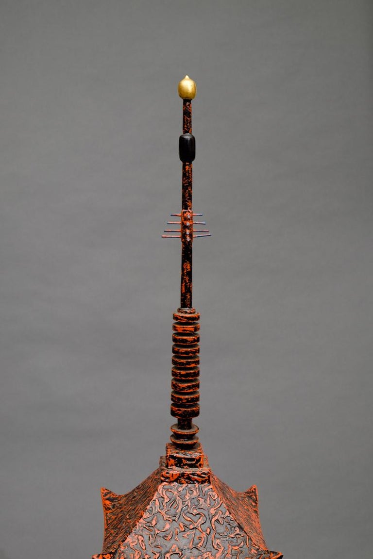 Fabulous Lacquer Pagoda Chinoiserie Sculpture with Original Wooden Box ...
