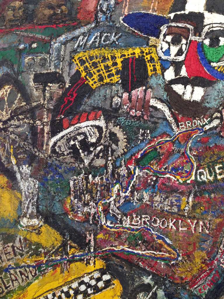 Fabulous Large Loren J. Munk Painting NYC Incased Mirrored Mosaic ...