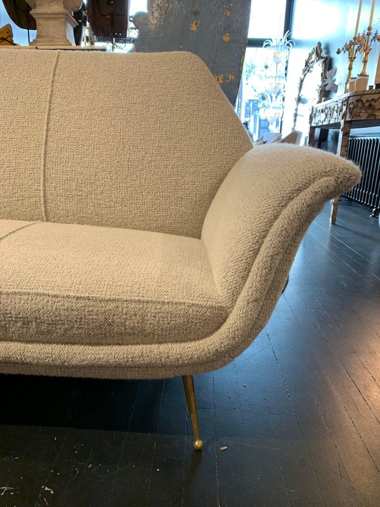 Fabulous Mid Century Settee in New Pierre Frey Fabric For Sale at 1stDibs
