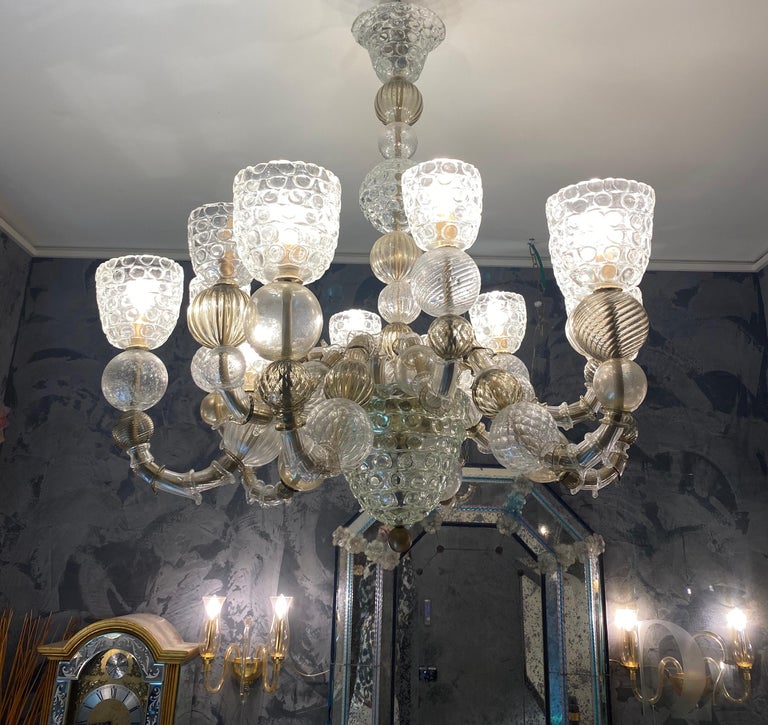 Fabulous Modern Art Deco Style Murano Glass Chandelier For Sale at 1stDibs