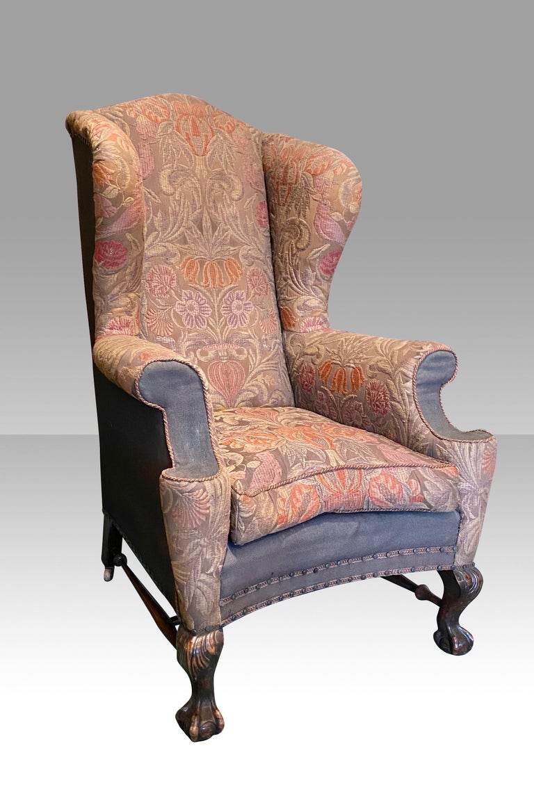 Fabulous Pair of Large Antique Wing Back Armchairs For Sale at 1stDibs