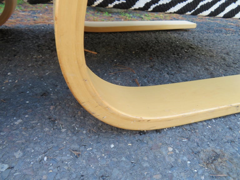 Fabulous Pair Zebra Print Alvar Aalto 400 Tank Chair by Artek Mid ...