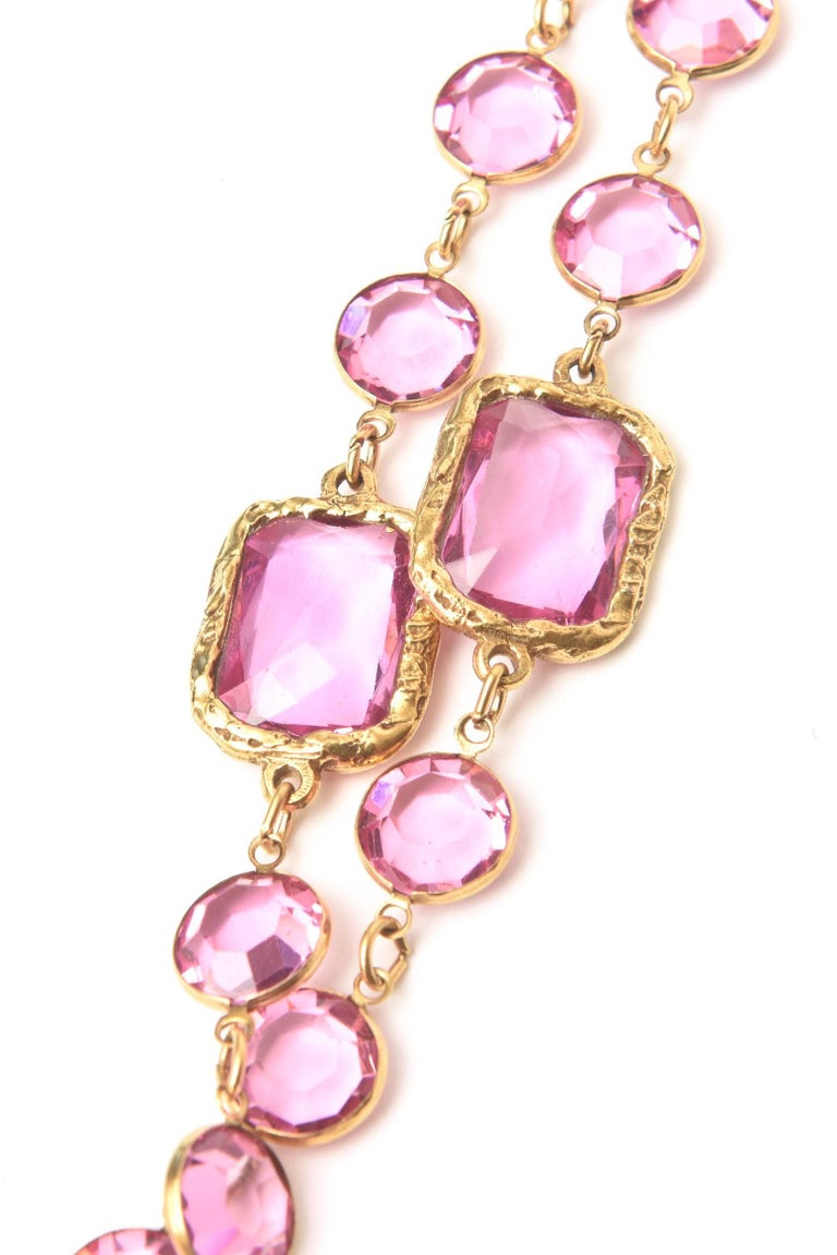 Chanel Sautoir Pink Glass Chicklet Necklace at 1stDibs | chanel sautoir ...