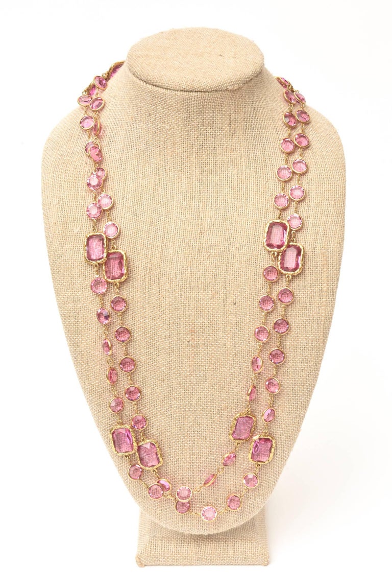 Chanel Sautoir Pink Glass Chicklet Necklace at 1stDibs | chanel sautoir ...