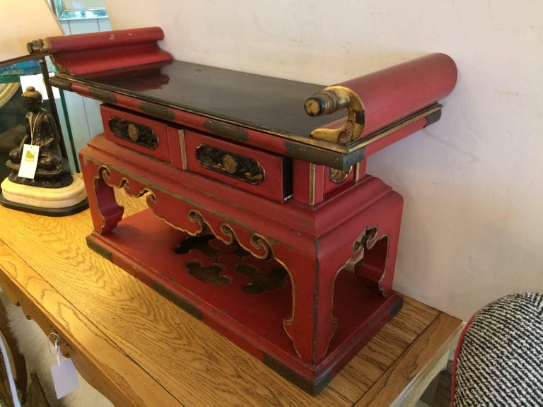 Fabulous Red, Black and Gold Japanese Altar Table For Sale at 1stDibs