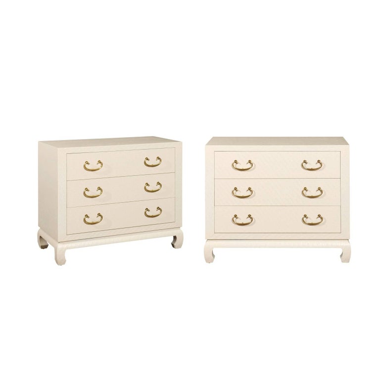 Fabulous Restored Pair of Cream Raffia Chests by Baker, circa 1975 For ...