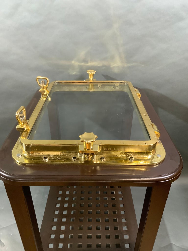 Fabulous Solid Brass Ships Porthole Table For Sale at 1stDibs