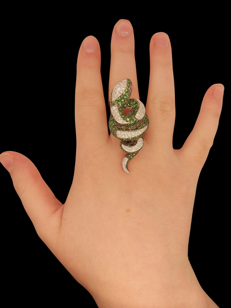 Fabulous Twirl Snake Ring in 18kt White Gold Set with Diamonds ...