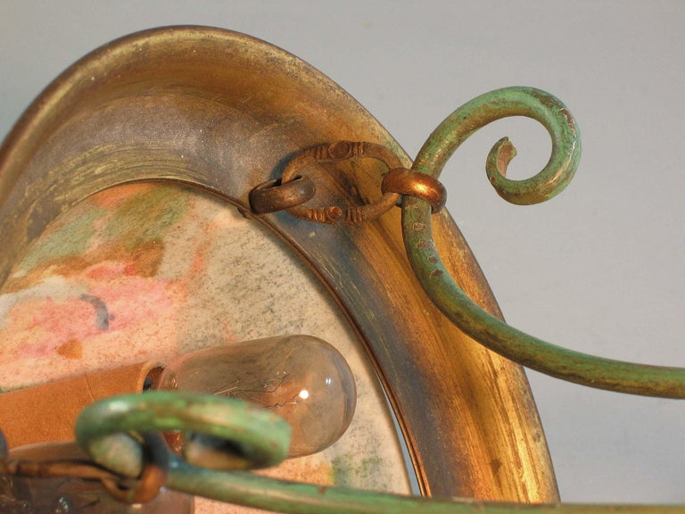 Fabulous Wrought Brass and Lithophane Ceiling Light, Early 20th Century ...
