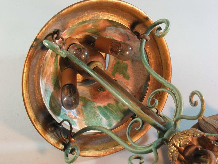 Fabulous Wrought Brass and Lithophane Ceiling Light, Early 20th Century ...