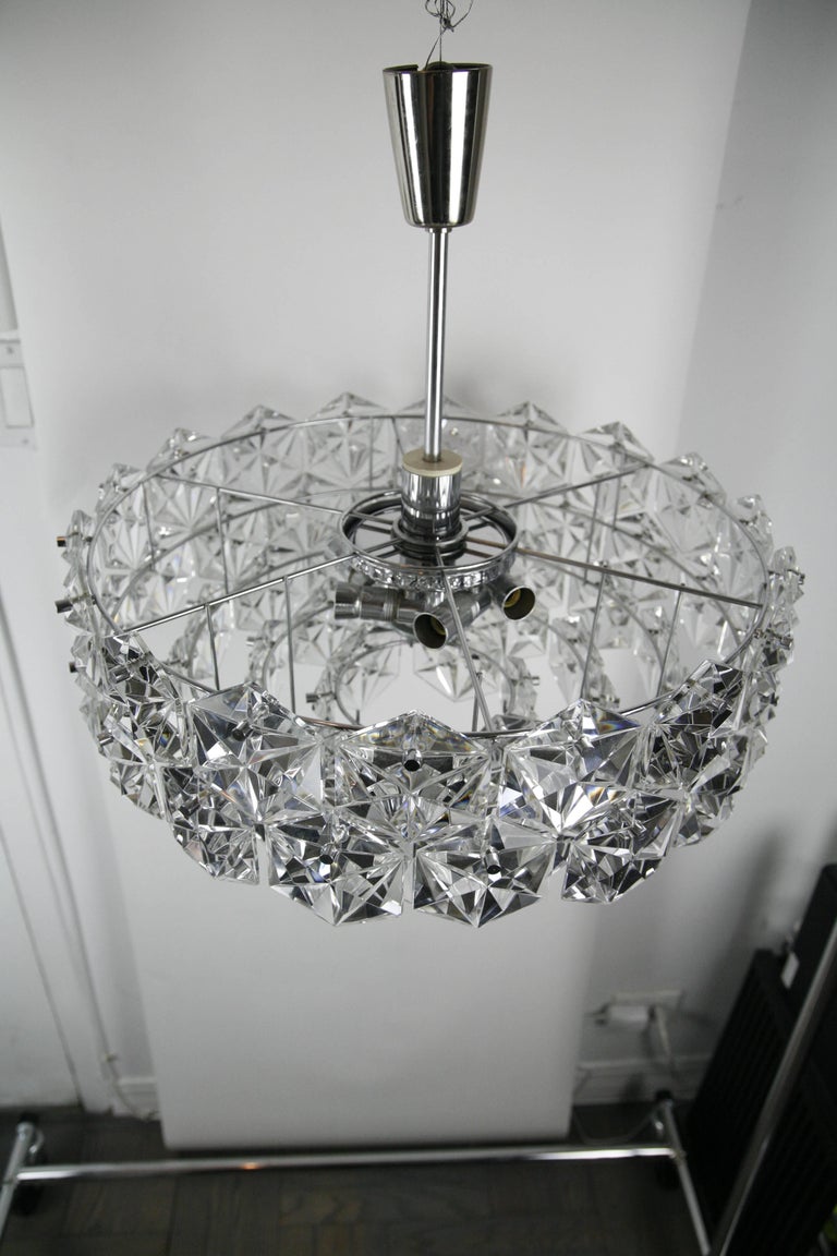 Facet Cut Crystal Kinkeldey Chandelier, Germany 1960 For Sale at 1stDibs