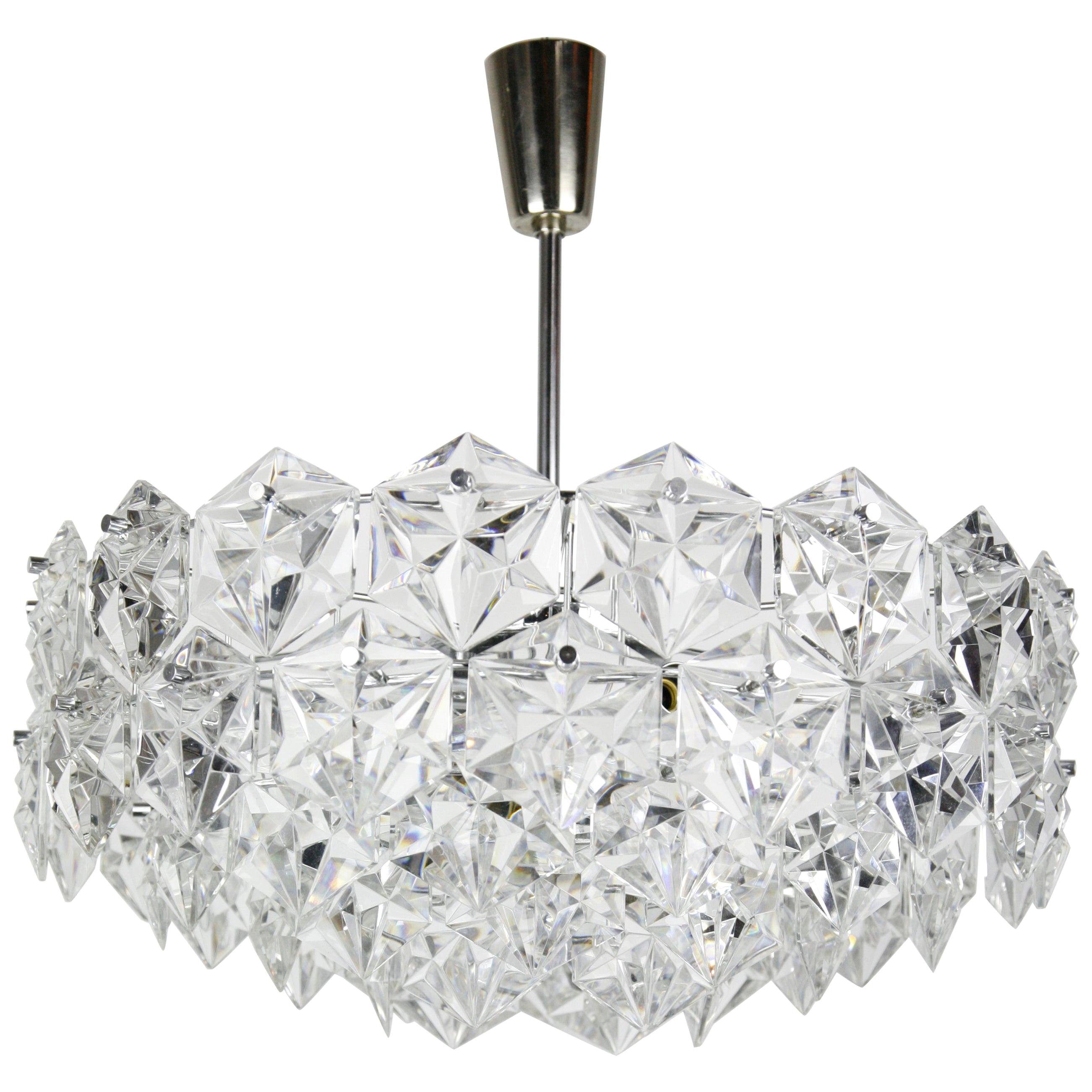 Facet Cut Crystal Kinkeldey Chandelier, Germany 1960 For Sale at 1stDibs