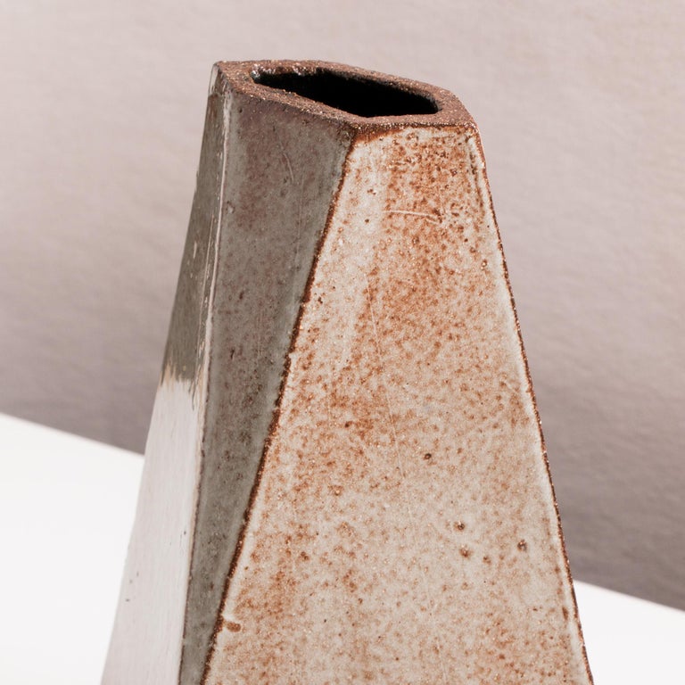Facet Glossy Gray, Rust, and Black Modern Tapered Geometric Ceramic ...