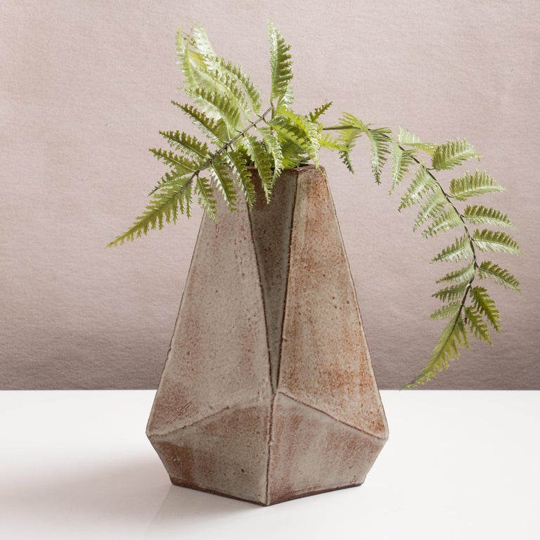 Facet Glossy Gray, Rust, and Black Modern Tapered Geometric Ceramic ...