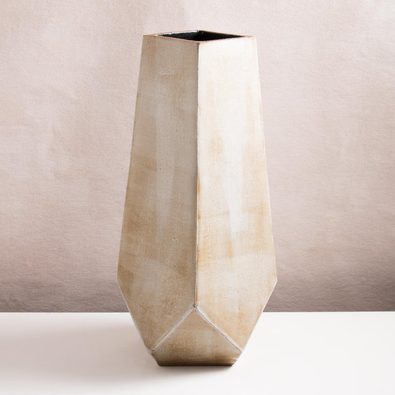 Facet Matte Gray and Black Tall Modern Geometric Ceramic Monument Vase ...