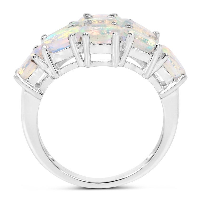 Faceted 2.15 Carats Ethiopian Opal Cluster Ring Sterling Silver For ...