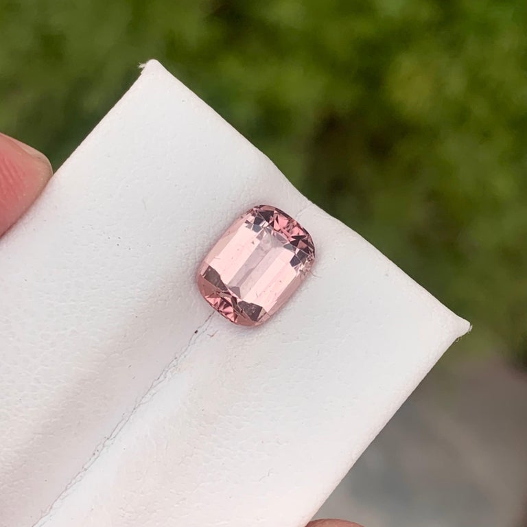 Faceted 2.50 Carat Cushion Shape Peach Pink Tourmaline Gemstone For ...