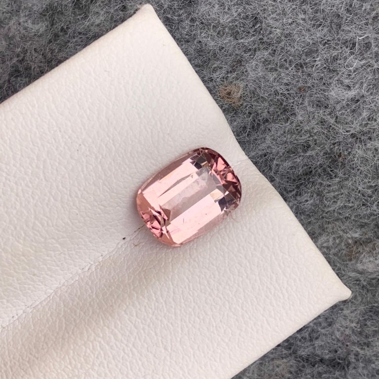 Faceted 2.50 Carat Cushion Shape Peach Pink Tourmaline Gemstone For ...