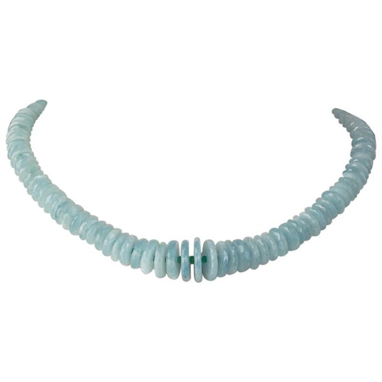 Faceted Aquamarine and Emerald Beaded Necklace by Deborah Lockhart ...