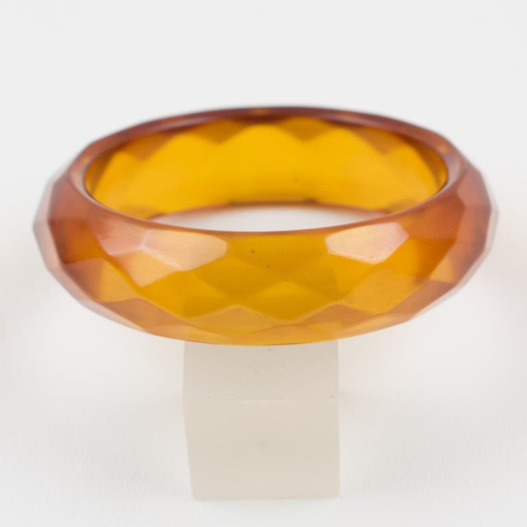 Faceted Bakelite Bracelet Bangle Prystal Orangeade For Sale at 1stDibs