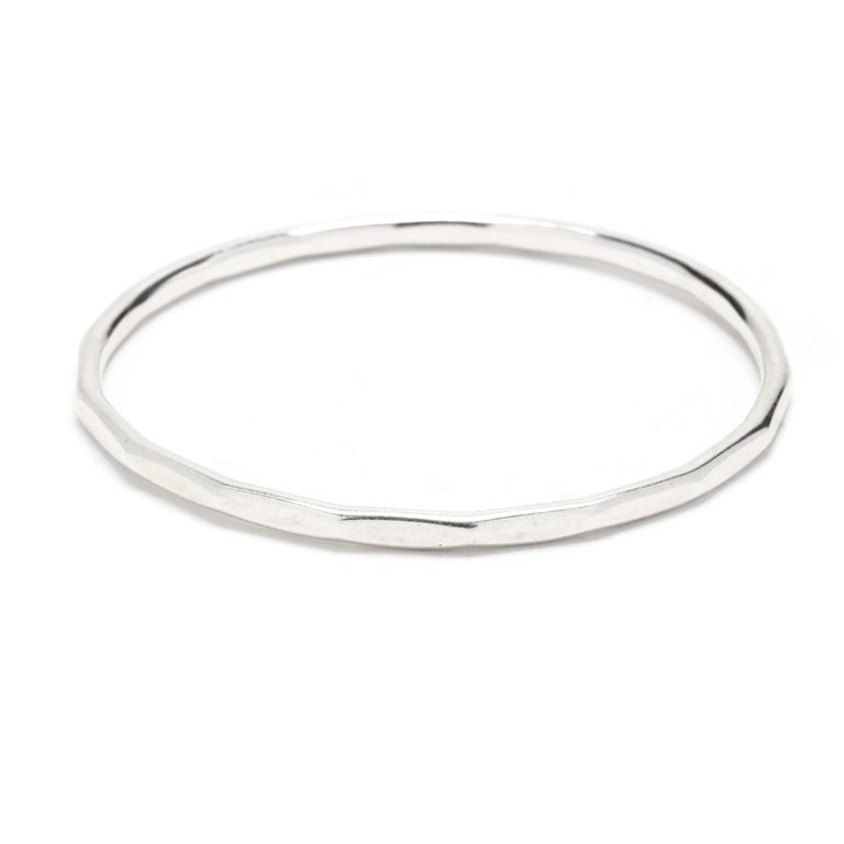 Faceted Bangle Bracelet, Sterling Silver, Simple Silver Bangle For Sale ...