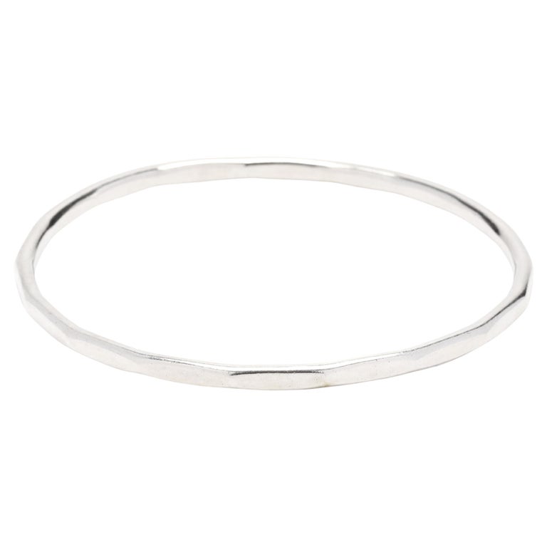 Faceted Bangle Bracelet, Sterling Silver, Simple Silver Bangle For Sale ...