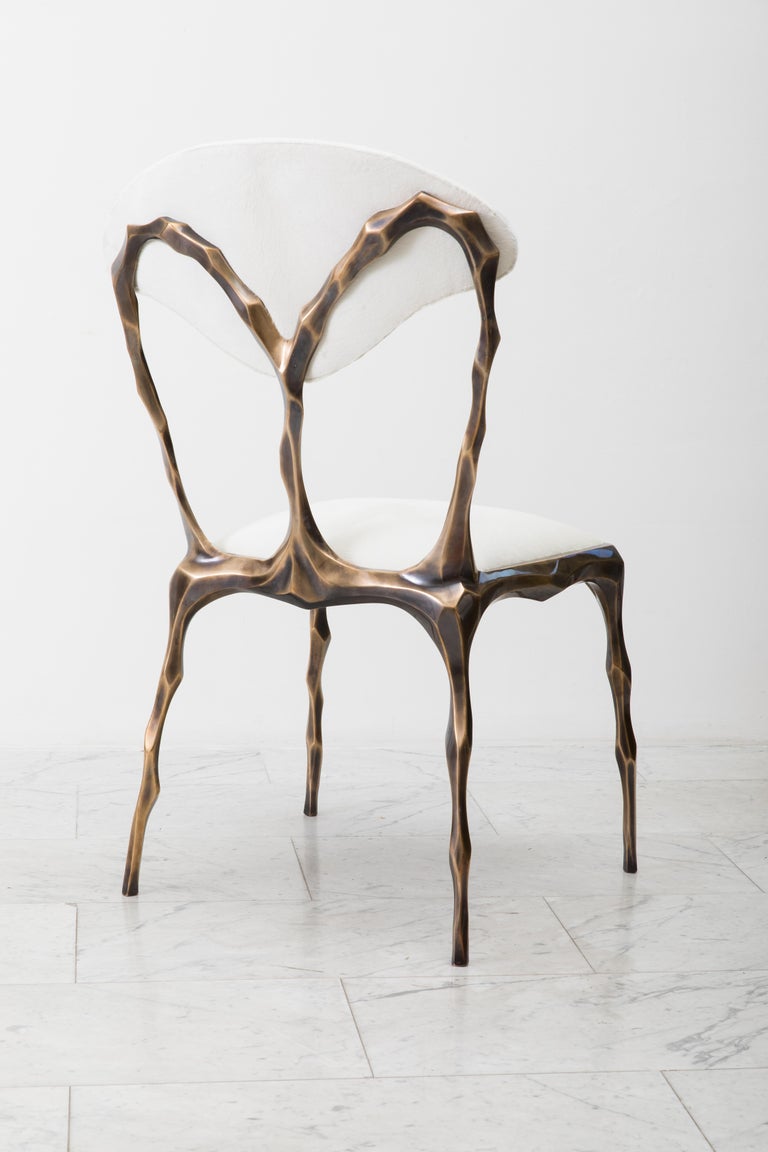 Faceted Bronze Patina Dining Chair, USA For Sale at 1stDibs