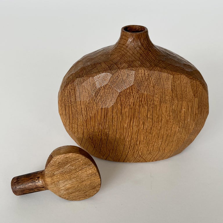 Faceted Carved Wooden Bottle / Decanter with Stopper at 1stDibs