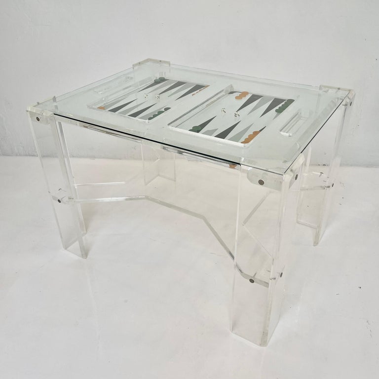 Faceted Lucite Backgammon Table by Charles Hollis Jones For Sale at 1stDibs