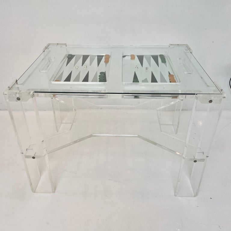 Faceted Lucite Backgammon Table by Charles Hollis Jones For Sale at 1stDibs