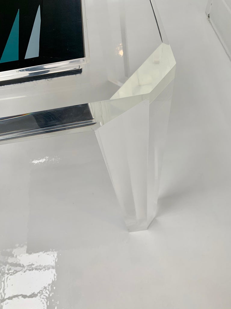 Faceted Lucite Backgammon Table with Removable Cover at 1stDibs