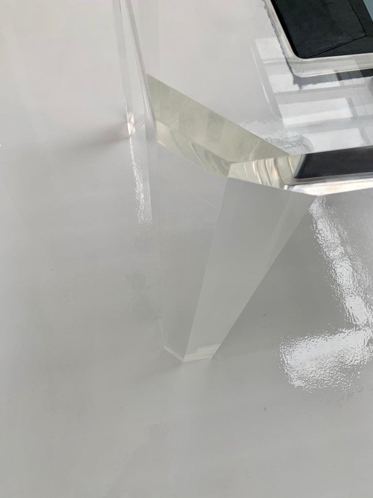 Faceted Lucite Backgammon Table with Removable Cover at 1stDibs