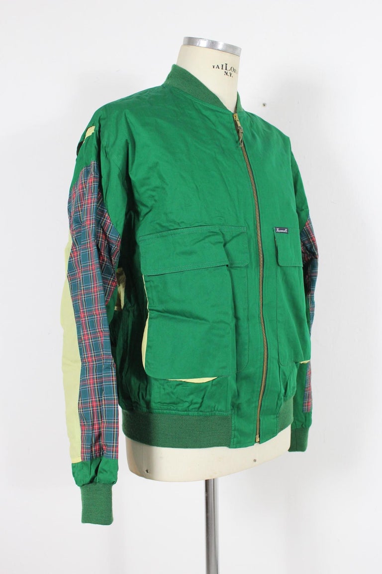 Faconable Green Cotton Vintage Check Jacket For Sale at 1stDibs