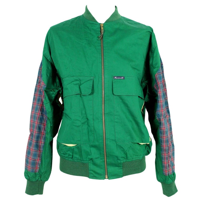 Faconable Green Cotton Vintage Check Jacket For Sale at 1stDibs