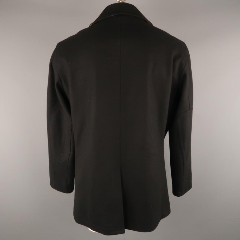 FACONNABLE L Black Wool Peacoat at 1stDibs