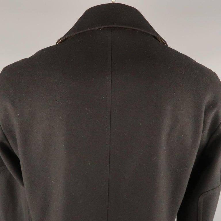 FACONNABLE L Black Wool Peacoat at 1stDibs
