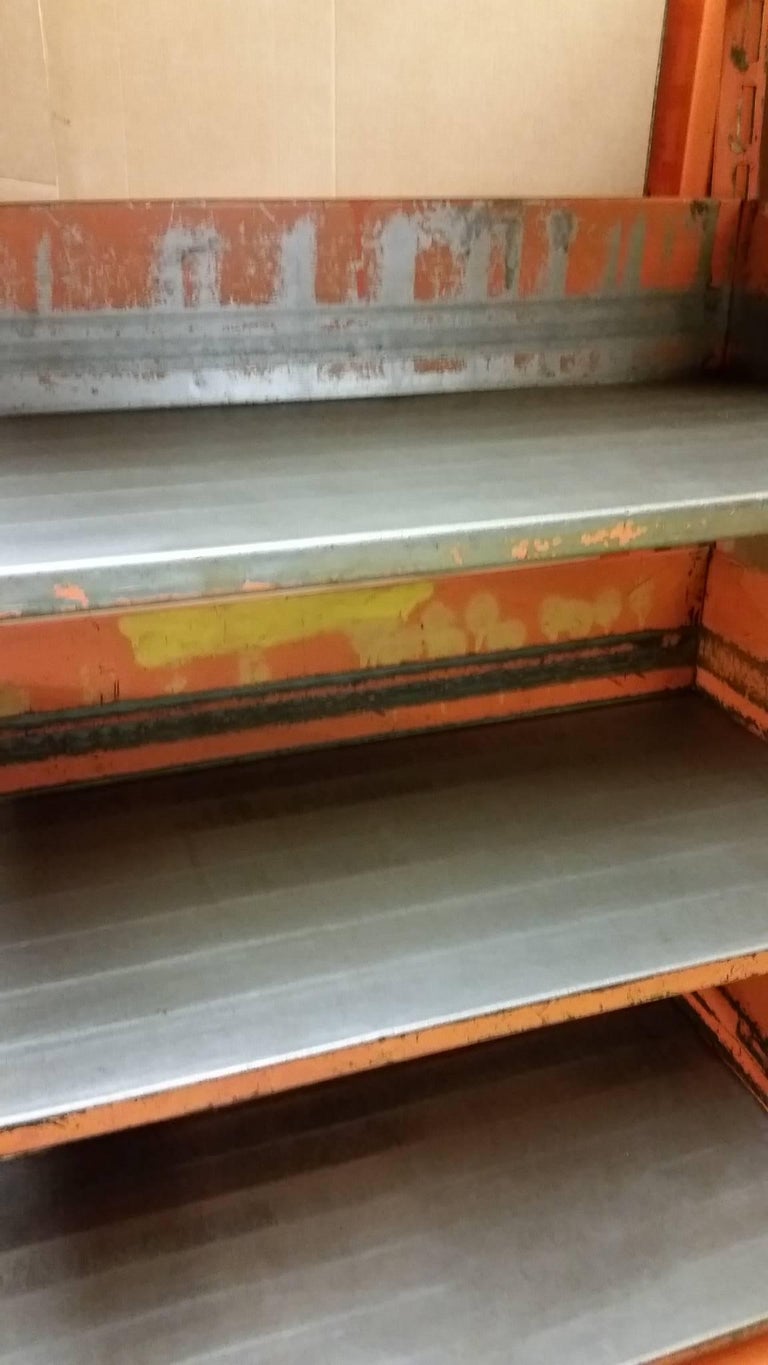 Factory Storage Bookcase Bookshelf Cart, Orange Steel A-Frame on Wheels ...