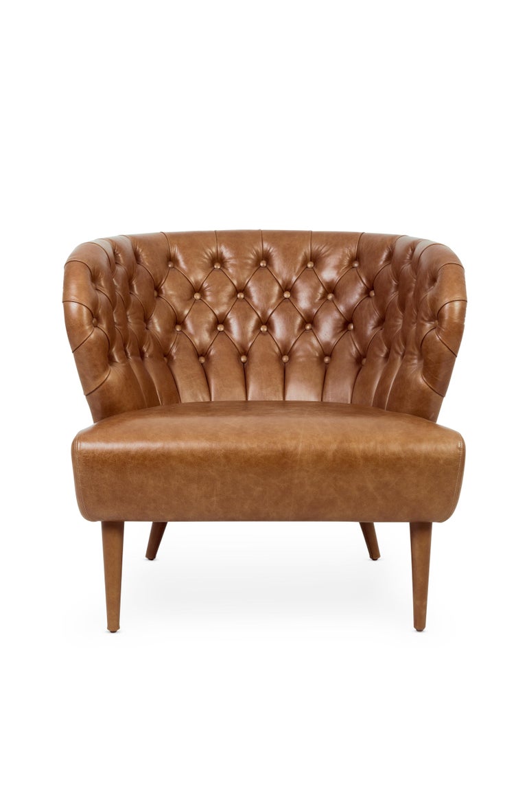 Fado Armchair, Upholstery in Leather, Real Capitoné, Wrapped Feet For ...