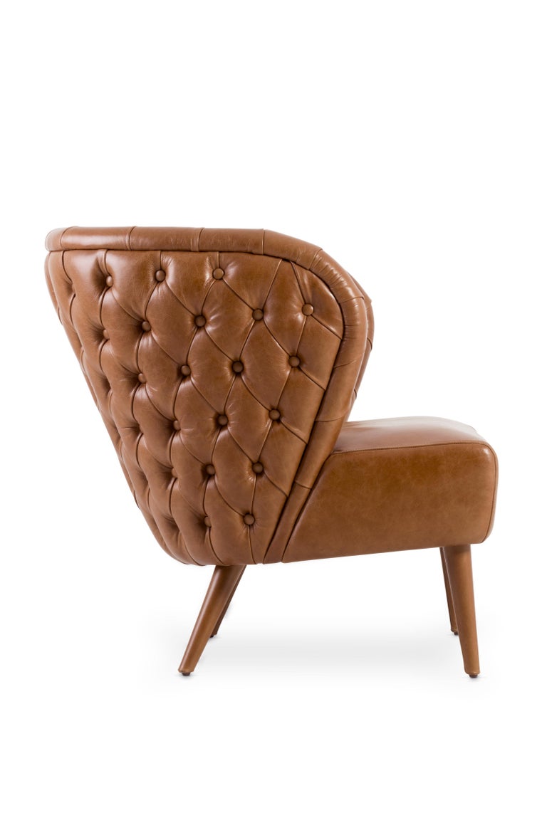 Fado Armchair, Upholstery in Leather, Real Capitoné, Wrapped Feet For ...