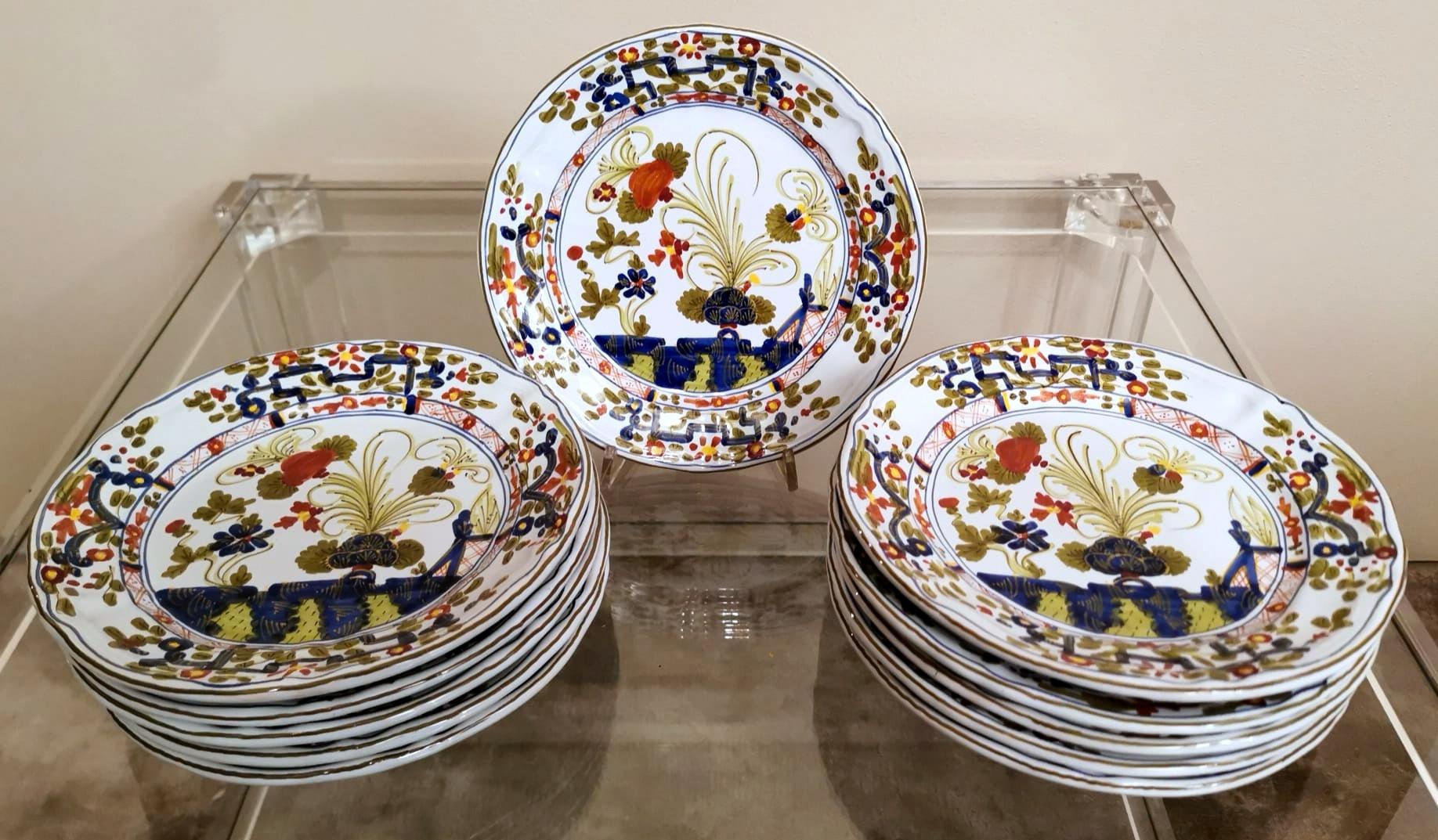 Faenza Italian Ceramic 11 Hand Painted Dessert Plates With "Garofano ...