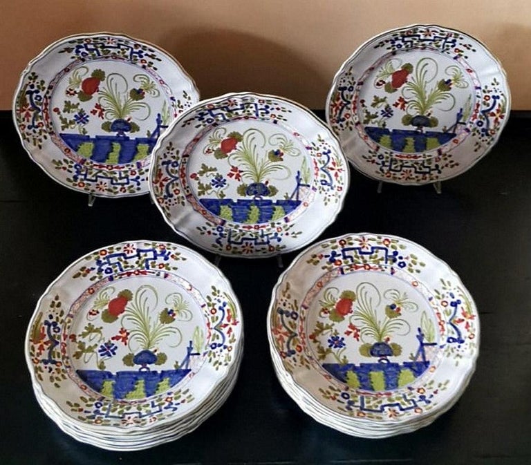 Faenza Italian Ceramic 12 Hand-Painted Tableware with "Garofano ...